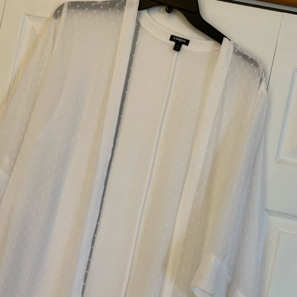 Express | Tops | Express White Dotted Sheer Duster | Poshmark